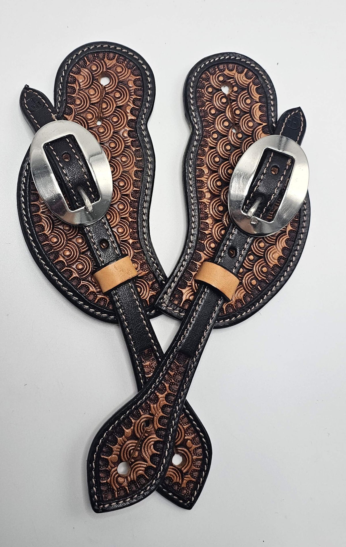 Men's Tooled Spur Straps — Toprail Equine