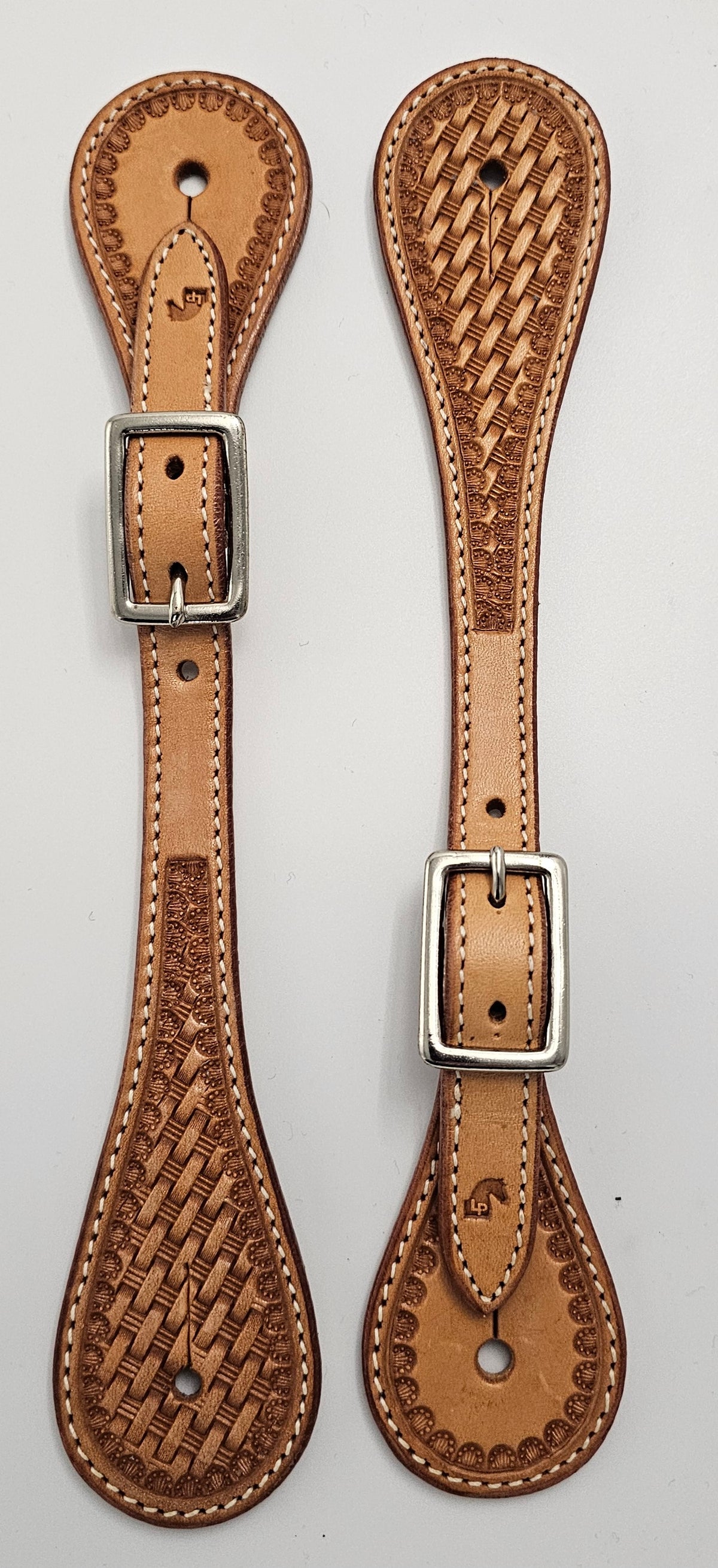 Unisex Basket Stamped Straight Spur Straps — Toprail Equine