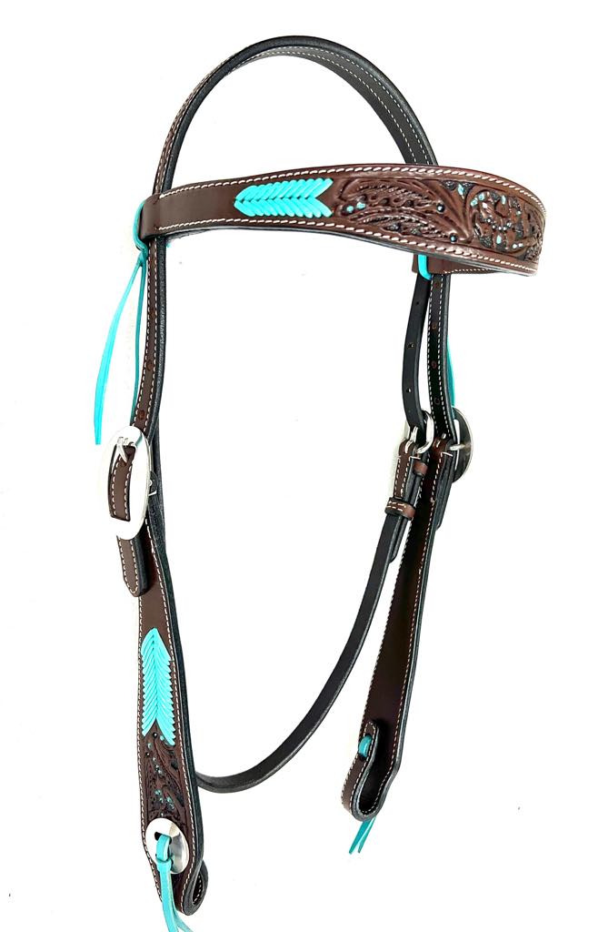 "NAVAJO" Turquoise Headstall — Toprail Equine