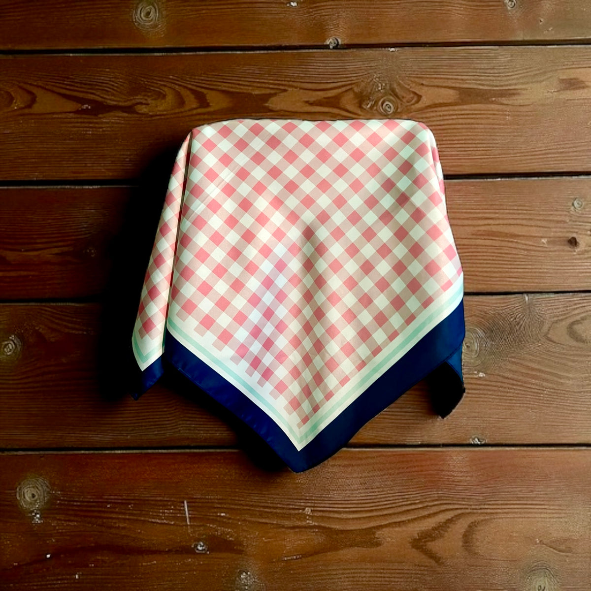 GINGHAM - Pink and Navy Neck Scarf — Toprail Equine
