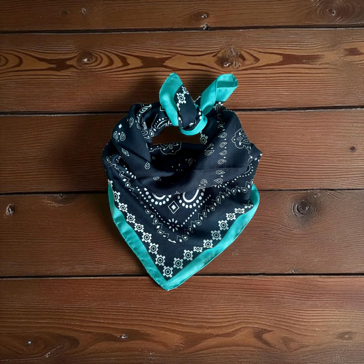 RANCH - Navy and Mint Neck Scarf — Toprail Equine
