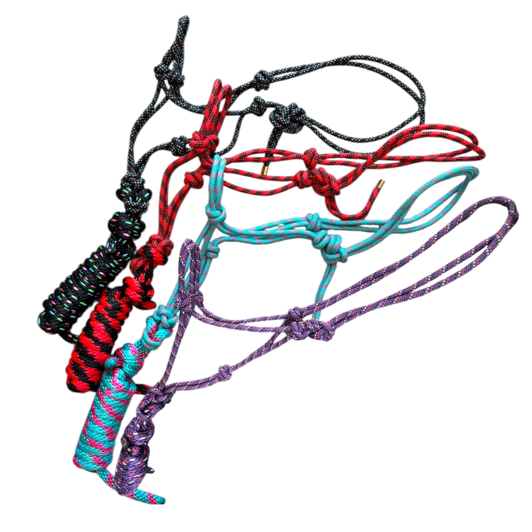 MULTI COLOUR ROPE HALTER and LEAD SET - Toprail Equine