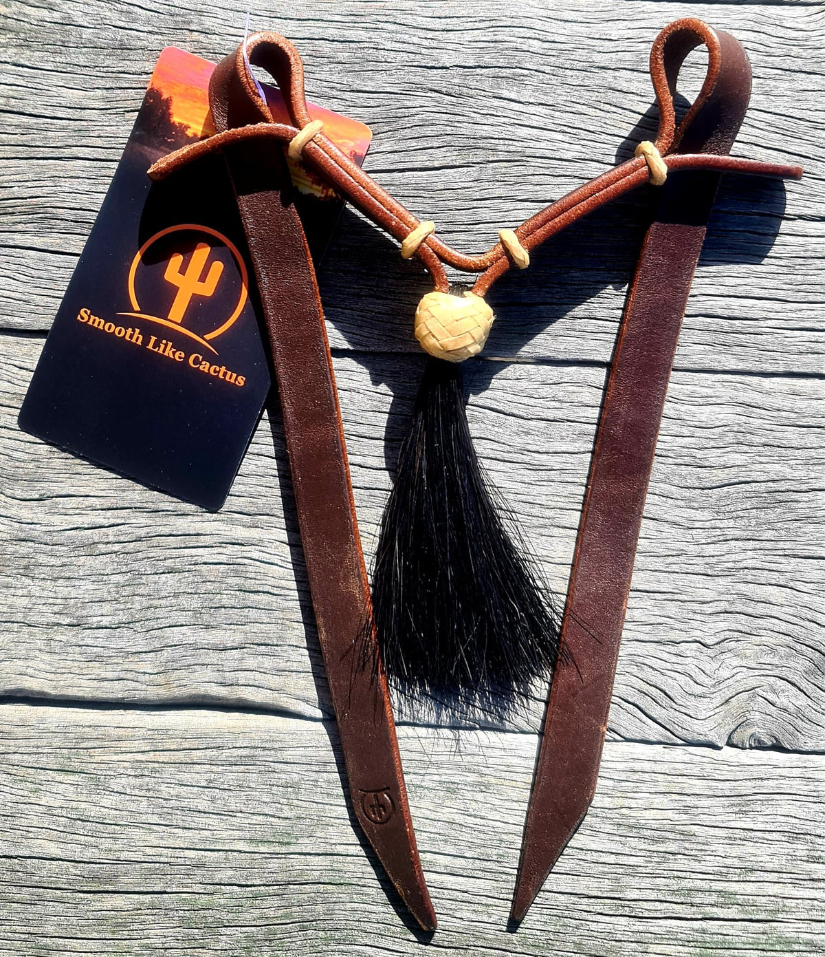 "TASSEL" and Rawhide Knot Curb Strap - Smooth Like Cactus — Toprail Equine