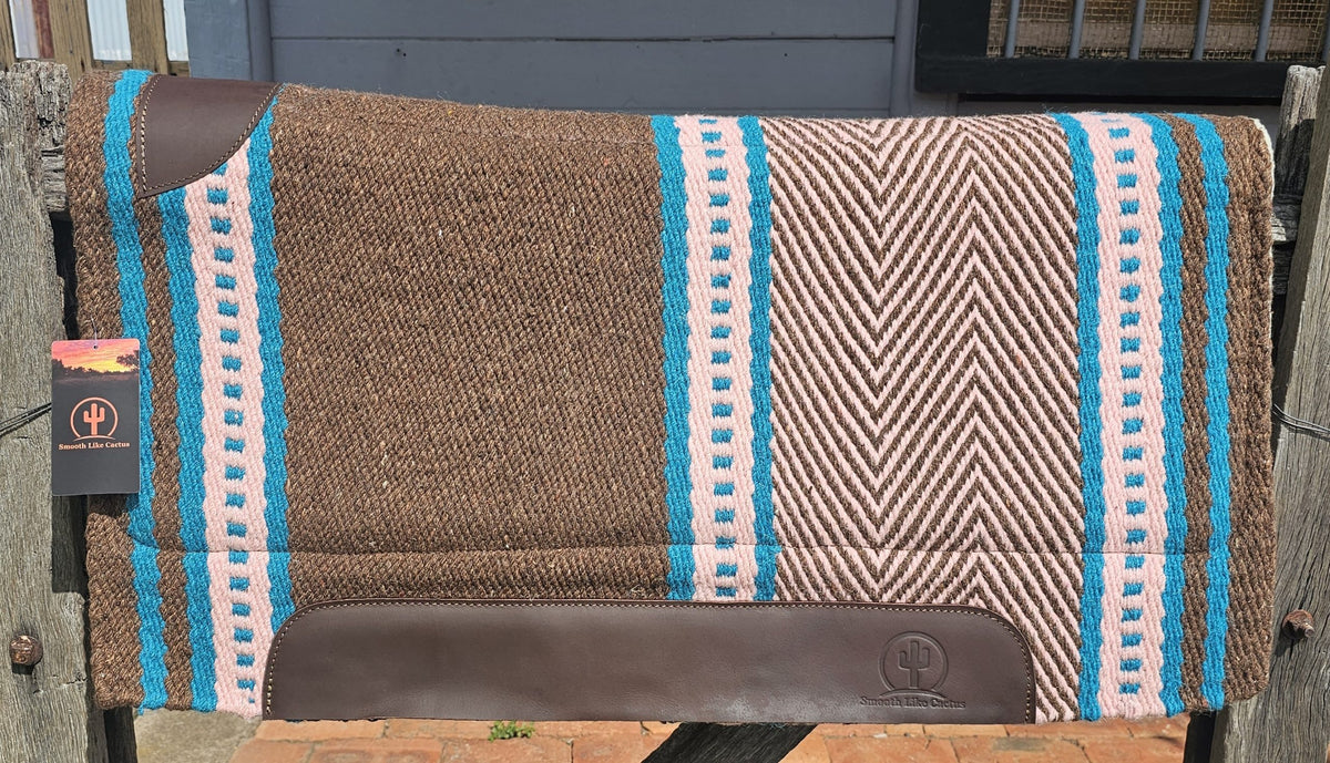 Western Show Contoured Pads with Fleece Underlay 36" x 34" Brown/Pink ...