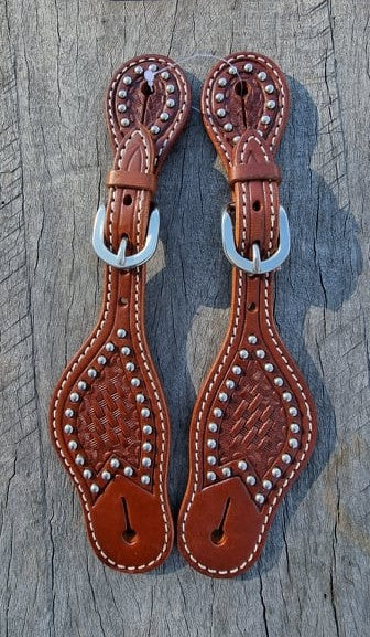 Youth Stamped and Studded Spur Strap — Toprail Equine