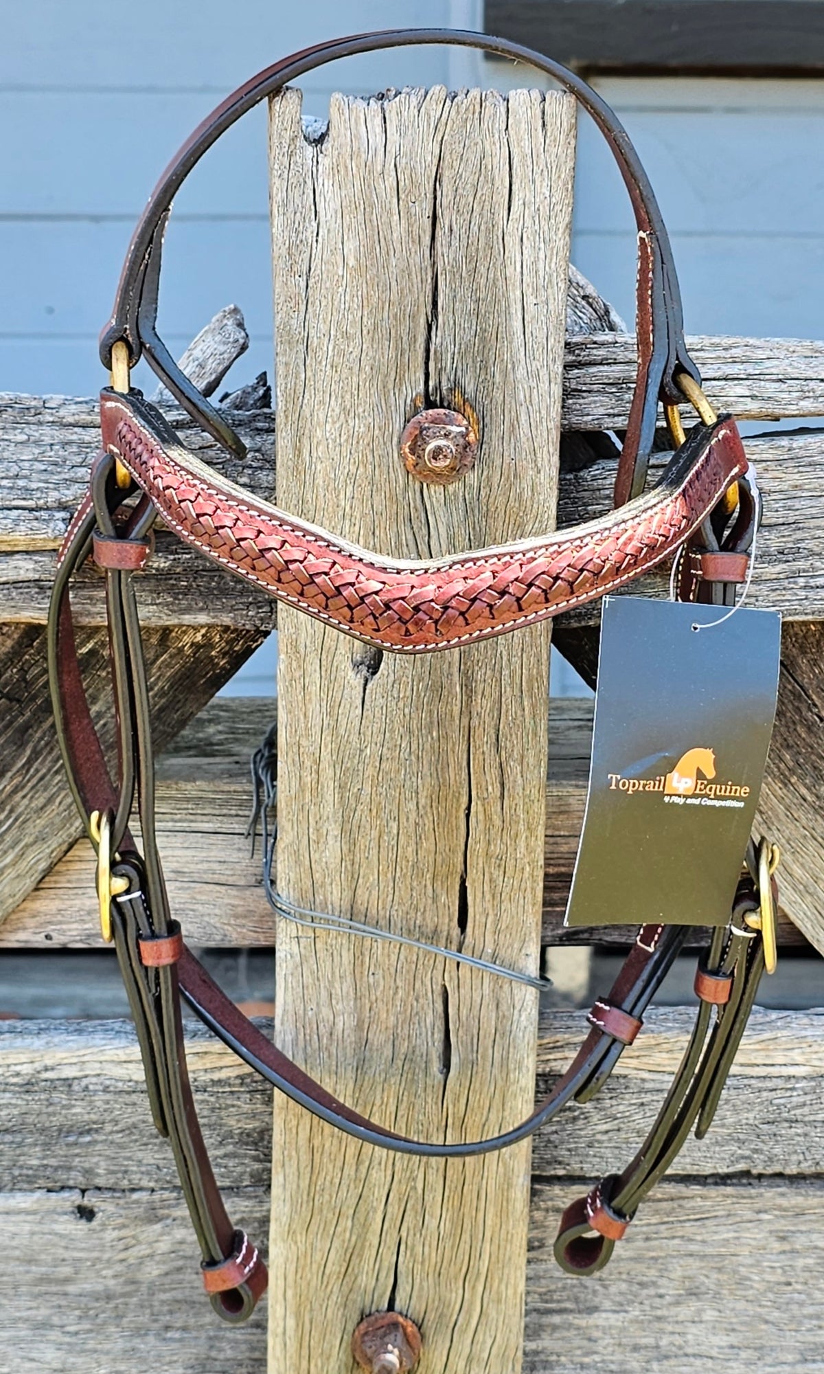 Golden Tan Curved Bridle — Toprail Equine