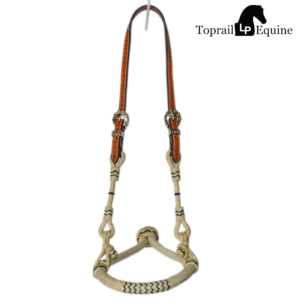 Rawhide Bosal with Leather Hangers — Toprail Equine
